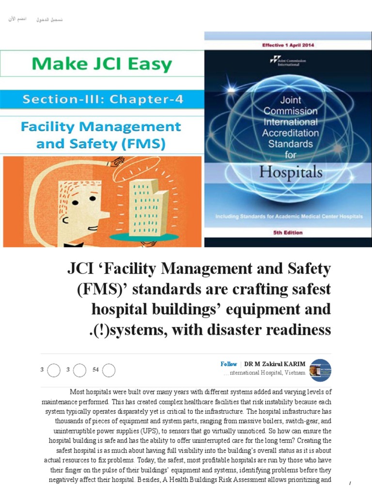 JCI Facility Management and Safety (FMS) ' Standards Are Crafting ...