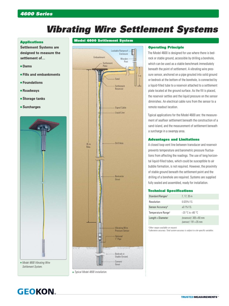Vibrating Wire Settlement Systems: 4600 Series | PDF | Pipe (Fluid ...