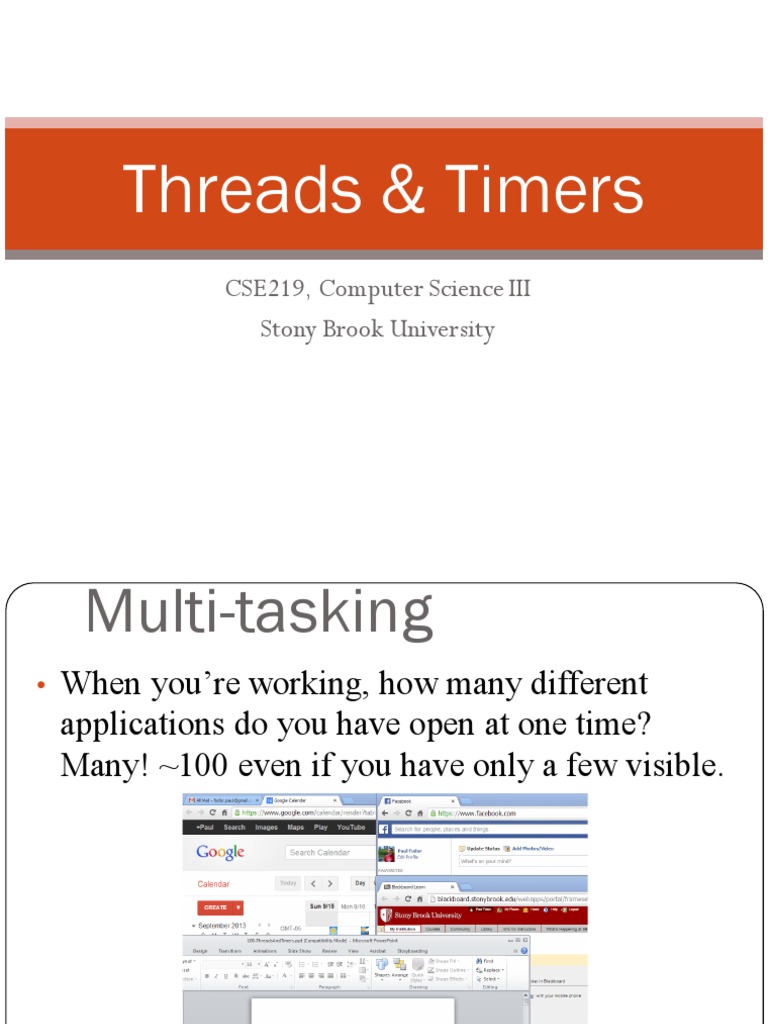 Threads & Timers: CSE219, Computer Science III Stony Brook University | PDF | Multi Core ...