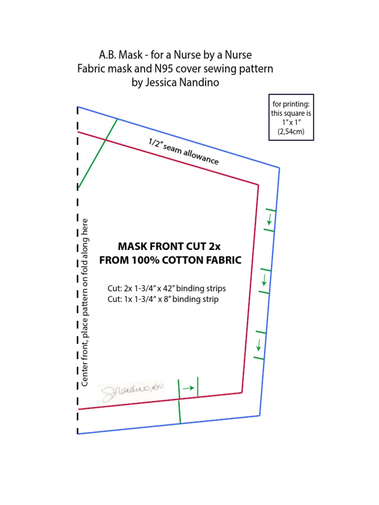 A.B. Mask - For A Nurse by A Nurse Fabric Mask and N95 Cover Sewing ...
