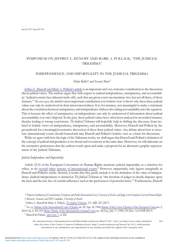 Independence and Impartiality in The Judicial Tril | PDF | Judge | Bias