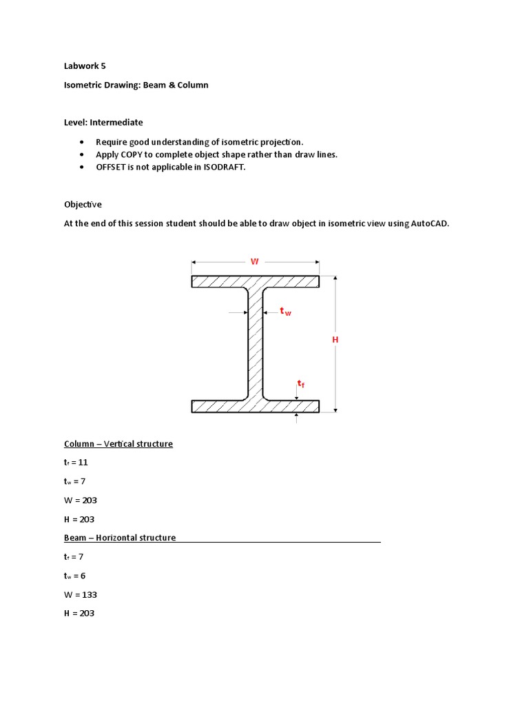 Labwork 5 Isometric Drawing: Beam & Column | PDF | Teaching Methods ...