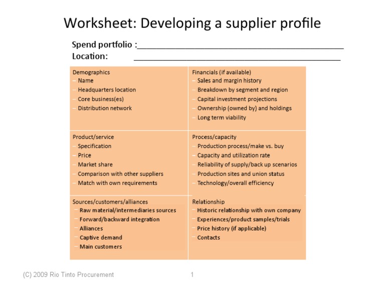 Supplier Profile Development Guide | PDF | Business