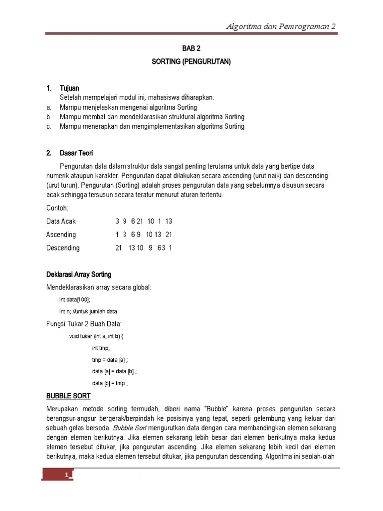 Algoritma Sorting | PDF