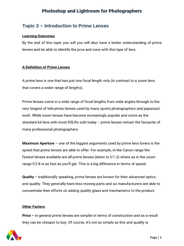 Introduction To Prime Lenses | Download Free PDF | Zoom Lens | Macro ...