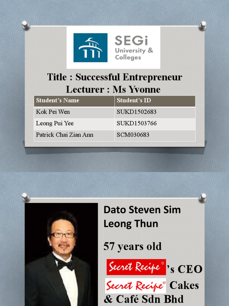 Dato Steven Sim Leong Thun 1 | PDF | Entrepreneurship | Business
