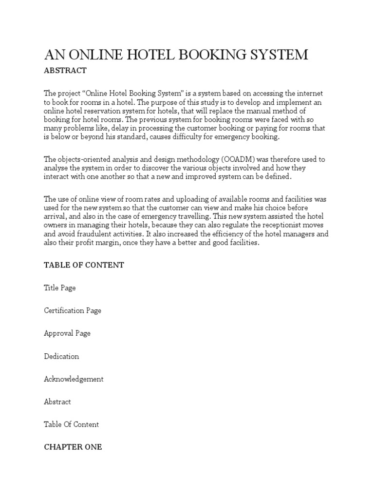 An Online Hotel Booking System | PDF | Database Design | System