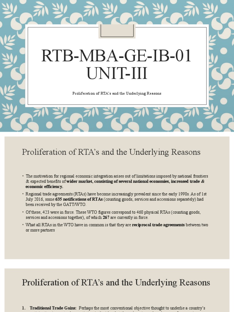 RTB Unit-3 | PDF | World Trade Organization | Foreign Policy