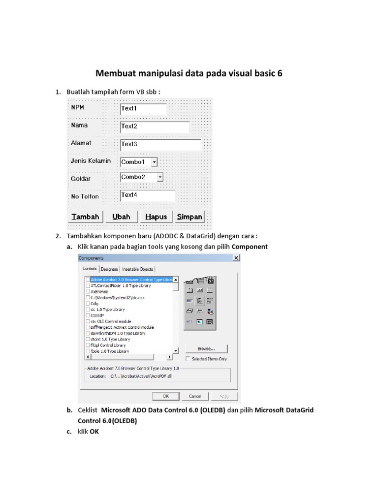 (New) Membuat Manipulasi Data Pada Visual Basic 6 | PDF