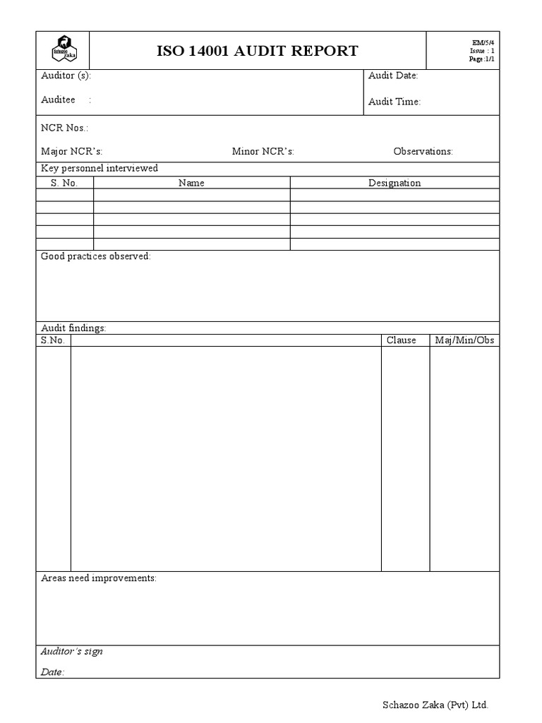 ISO 14001 Audit Summary Report | PDF
