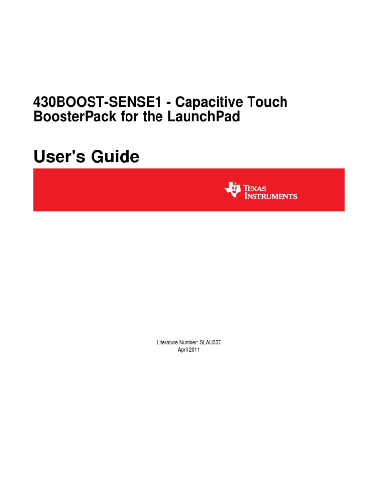 User'S Guide: 430Boost-Sense1 - Capacitive Touch Boosterpack For The Launchpad | PDF ...