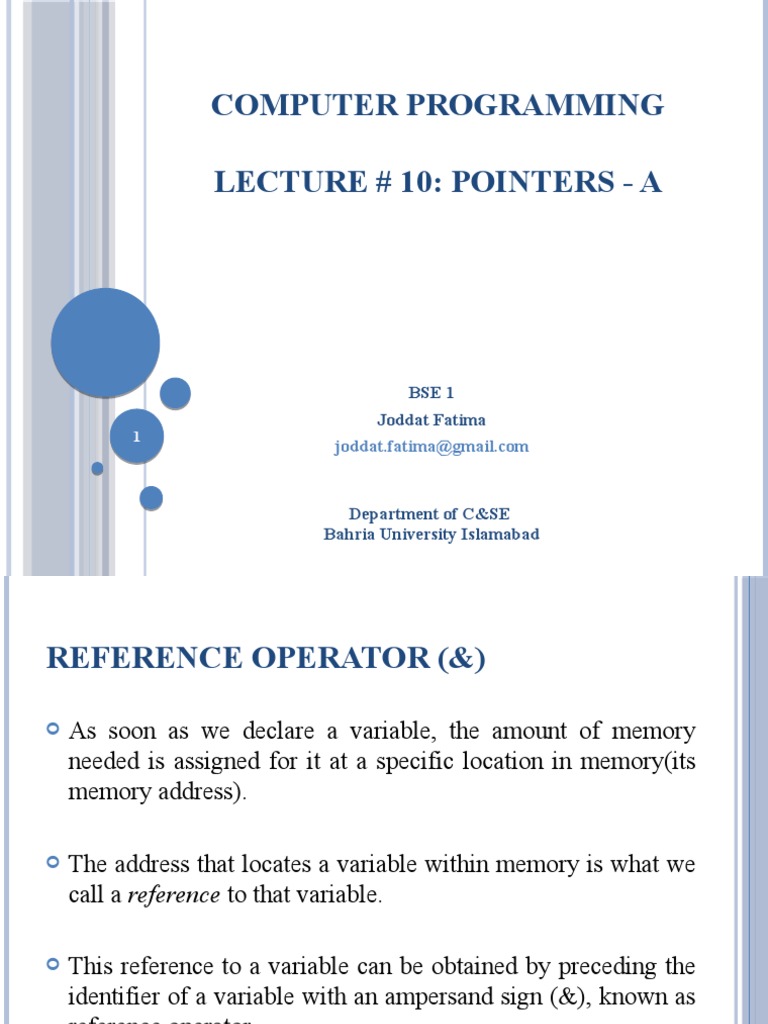 Pointers in C++ Programming | PDF | Pointer (Computer Programming ...