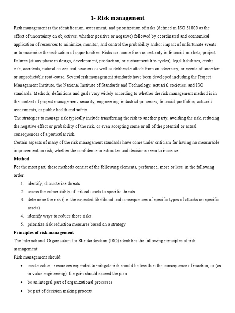 Risk Management Notes | PDF | Risk Management | Feasibility Study