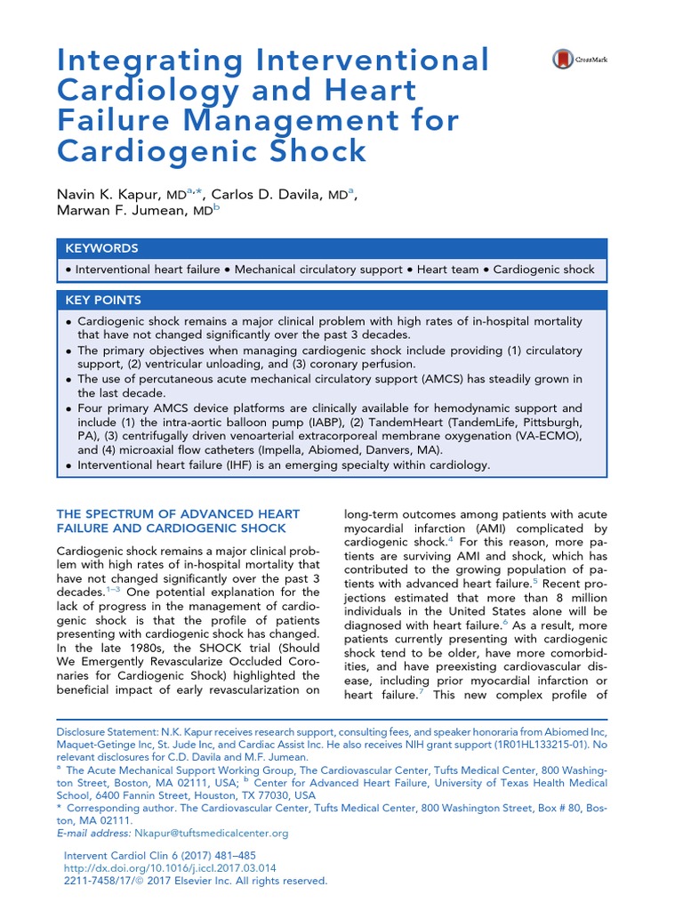 Cardiogenic Shock | PDF | Myocardial Infarction | Cardiology