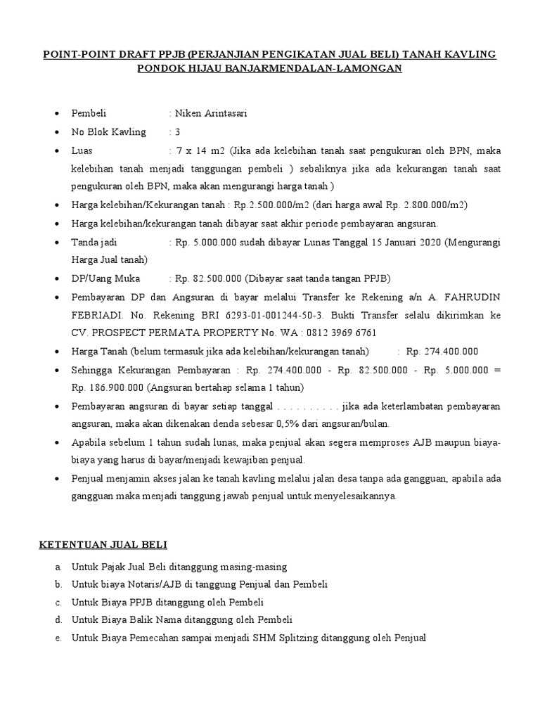 POINT2 Draft PPJB | PDF | Hukum | Teknologi & Rekayasa