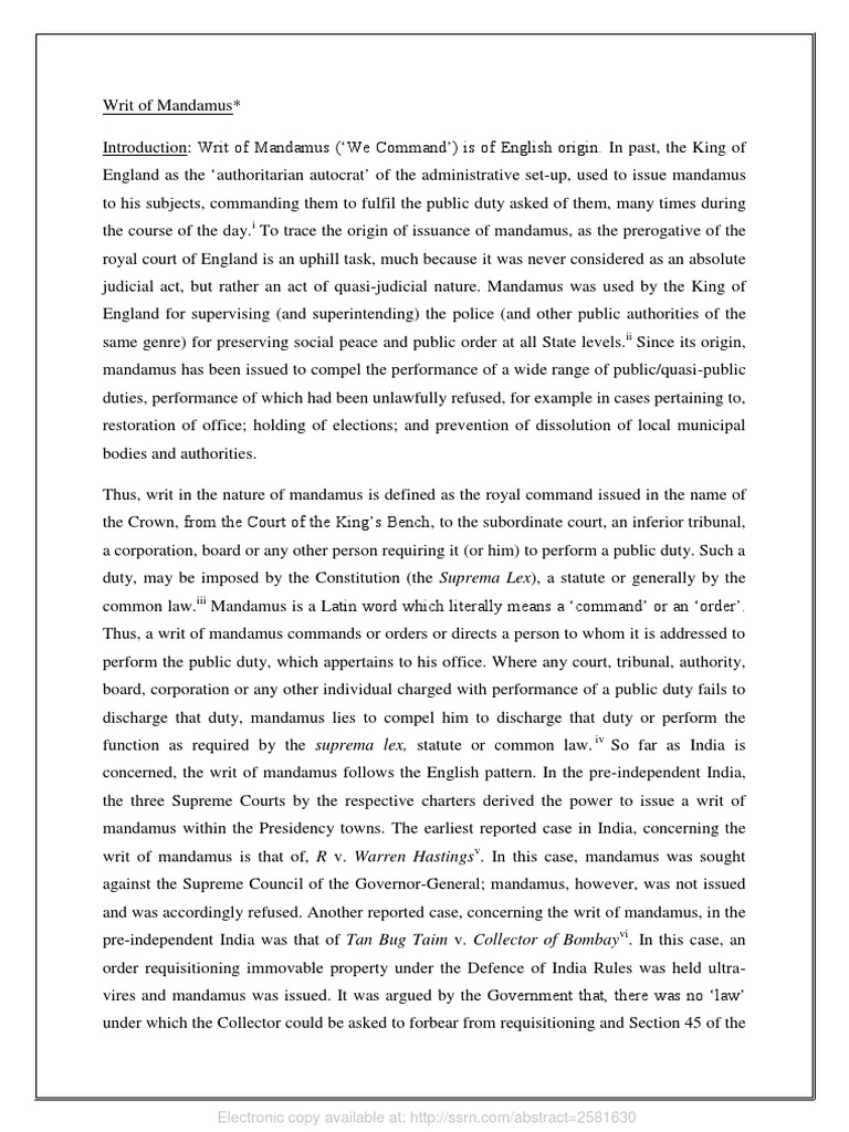 Writ Of Mandamus Pdf Pdf