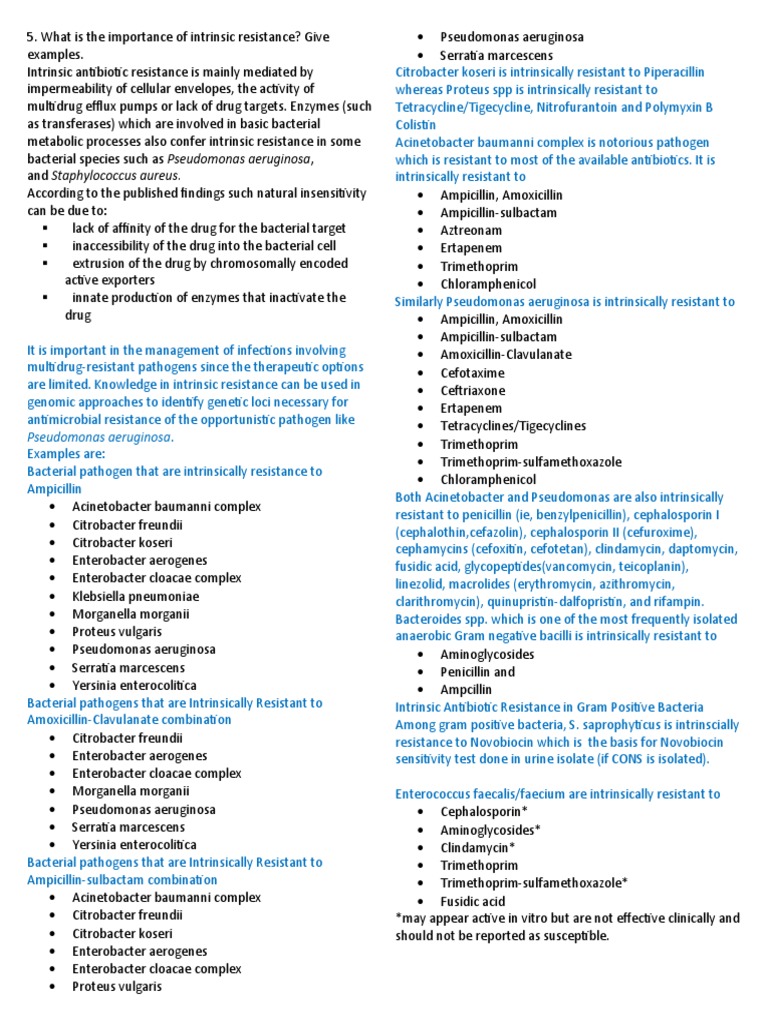 Importance of Intrinsic Resistance | PDF | Antimicrobial Resistance ...