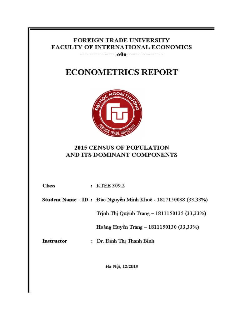 Econometrics Report: Foreign Trade University Faculty of International Economics - O0o | PDF ...