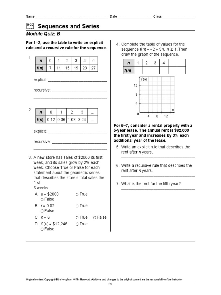 Sequences and Series: Module Quiz: B | PDF | Summation | Numbers