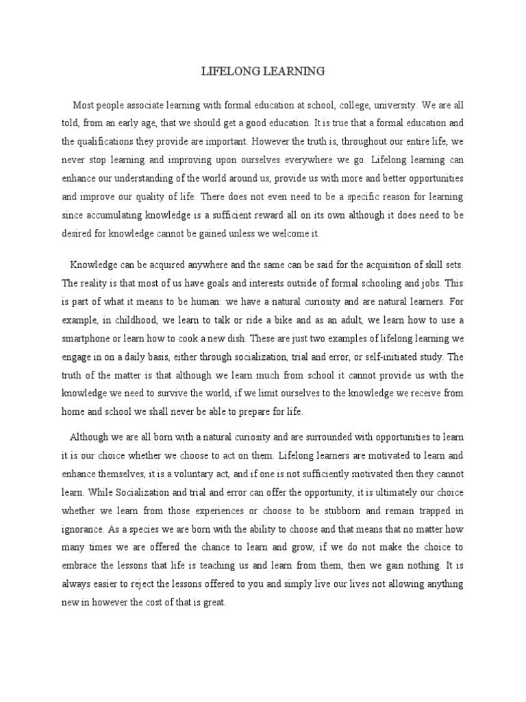 Lifelong Learning Pdf Lifelong Learning Curiosity