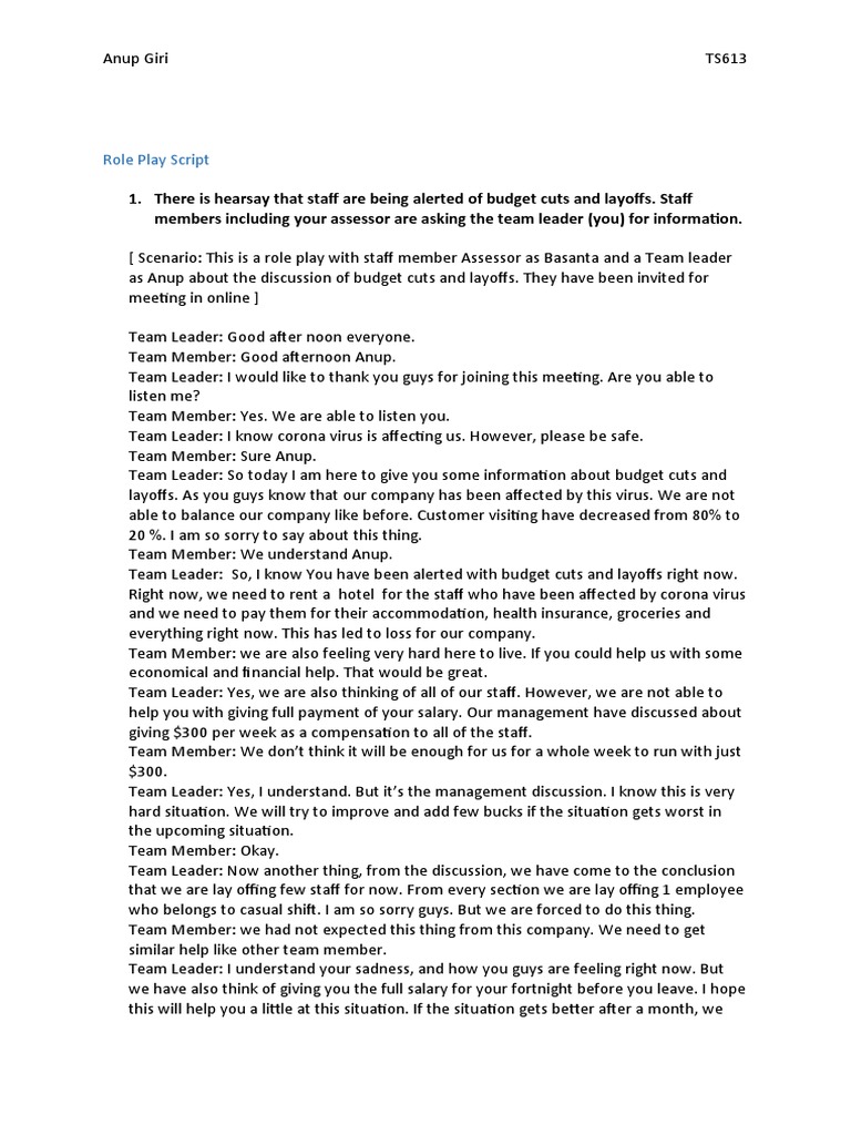 Role Play Script | PDF | Emotional Intelligence | Motivation