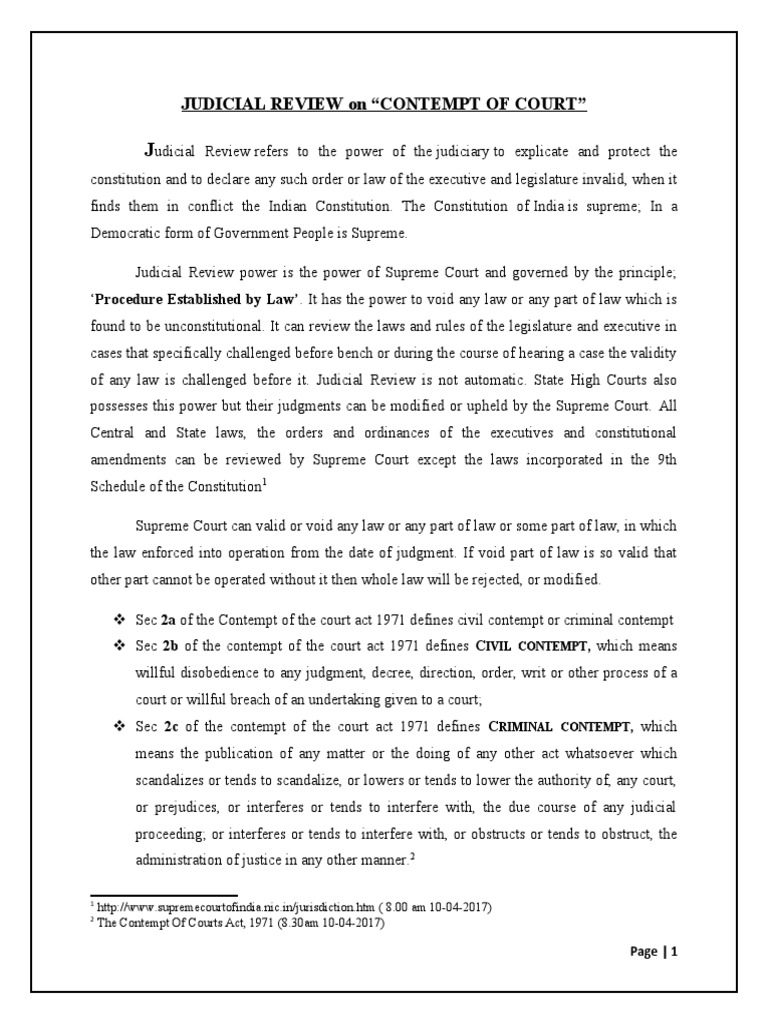 Contempt of Court | PDF | Contempt Of Court | Supreme Court Of India
