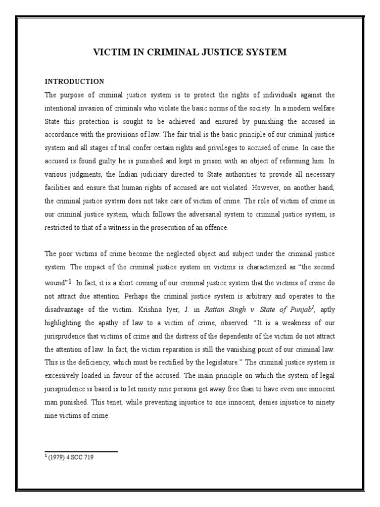 Victim in Criminal Justice System | PDF | Prosecutor | Victimology