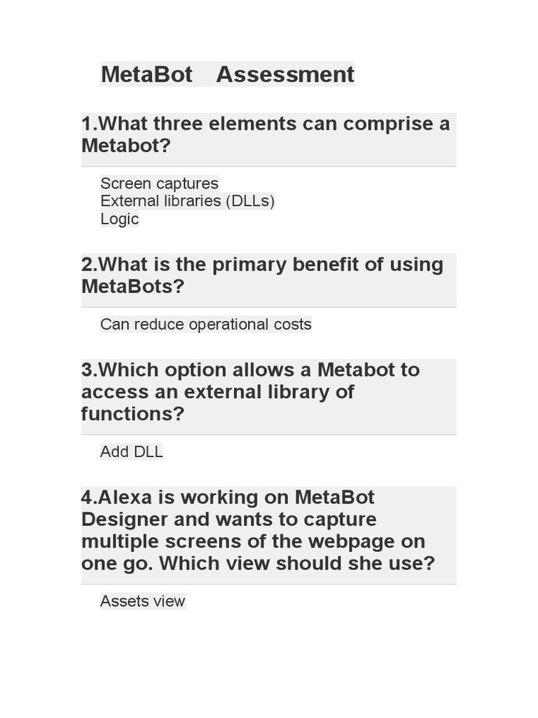 MetaBot Assessment PDF | PDF