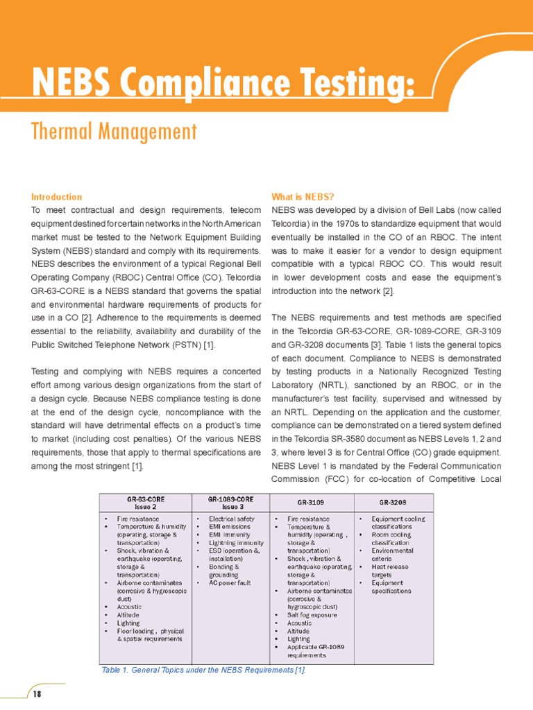 NEBS Compliance and Thermal Testing Standards | PDF | Relative Humidity ...