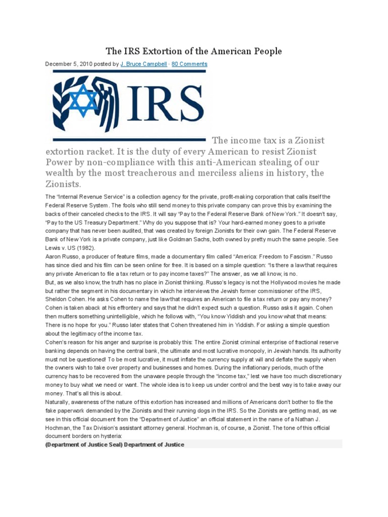 The IRS Extortion of The American People | PDF | Internal Revenue ...