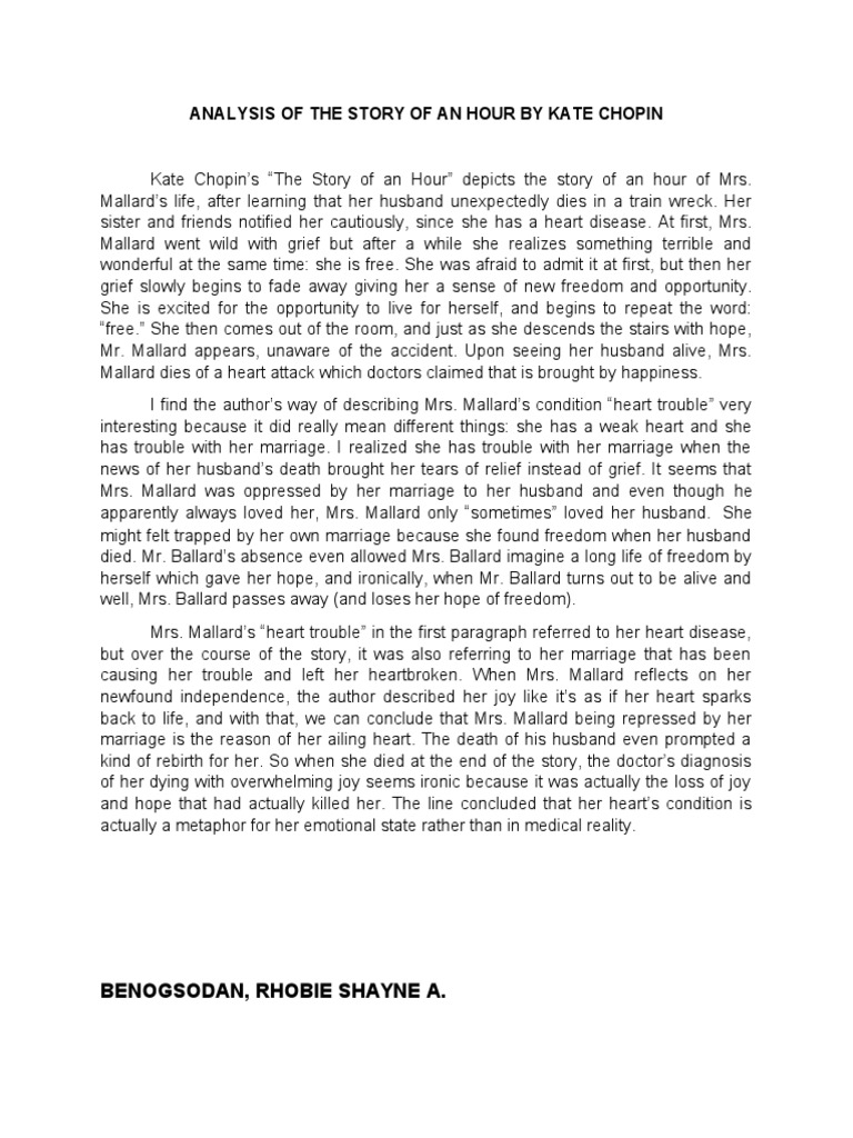Analysis of The Story of An Hour | PDF