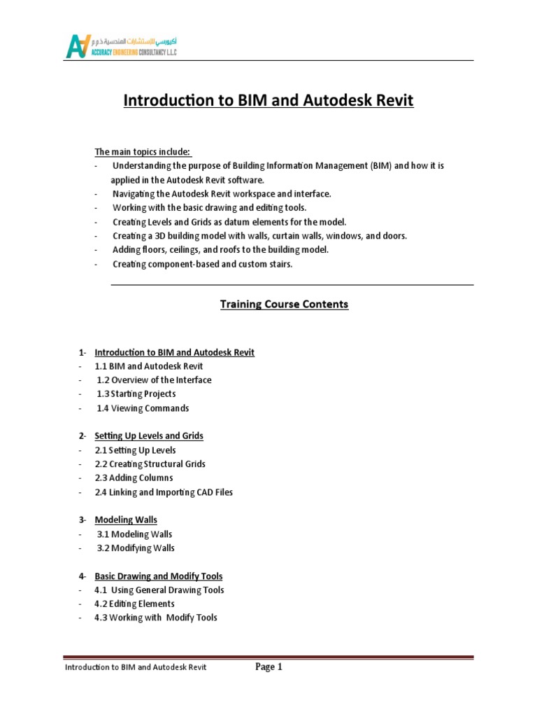 Introduction To Bim And Autodesk Revit Pdf Autodesk Revit