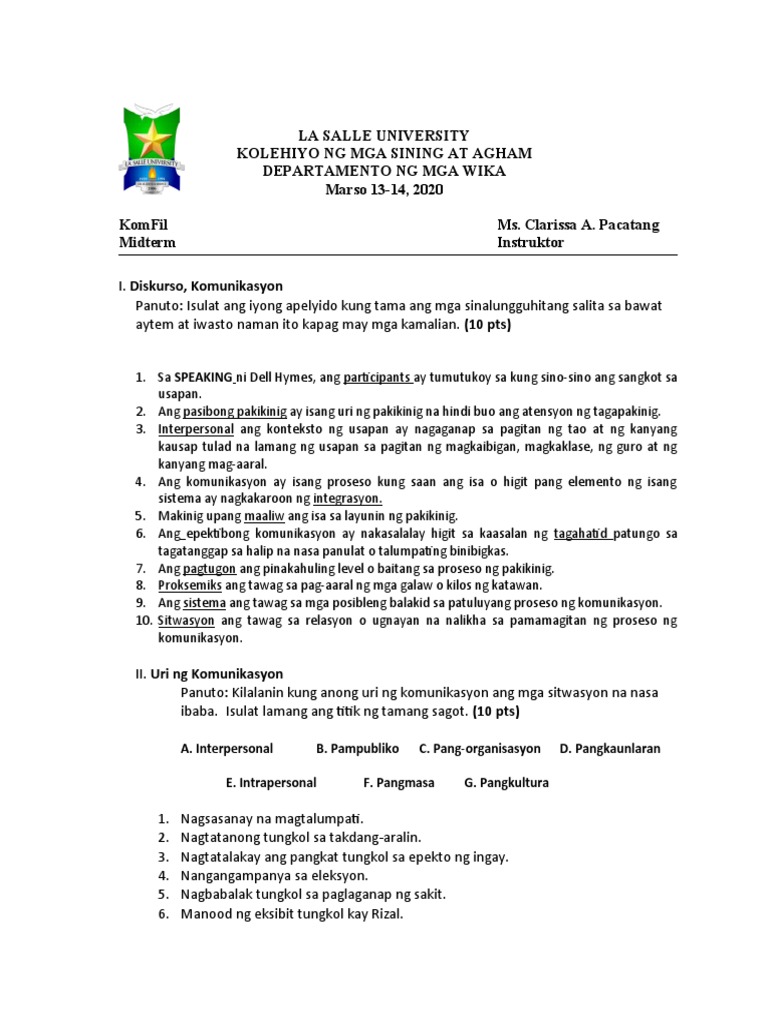 KomFil Midterm | PDF