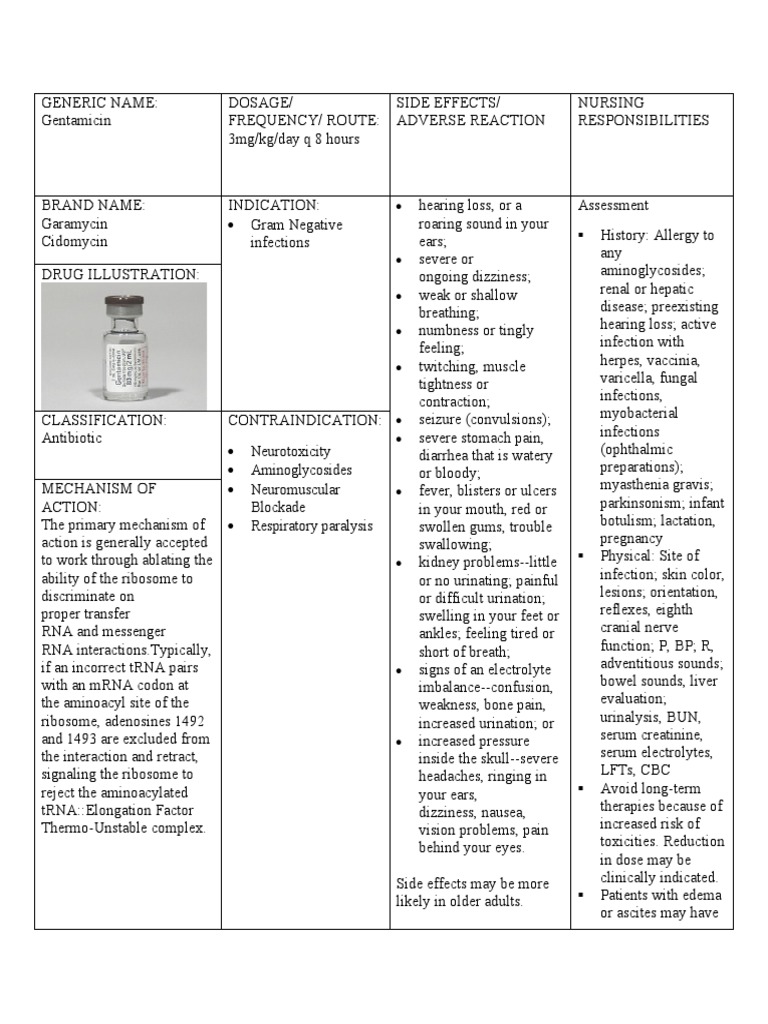 Drugs Study Gentamicin | PDF | Medical Specialties | Clinical Medicine
