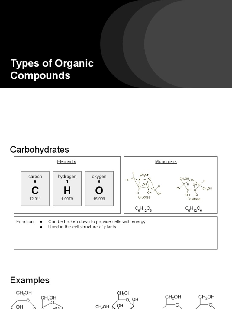 Types of Organic Compounds | PDF | Glucose | Proteins