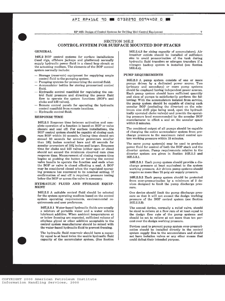 API RP 16E Design of Control Systems | PDF