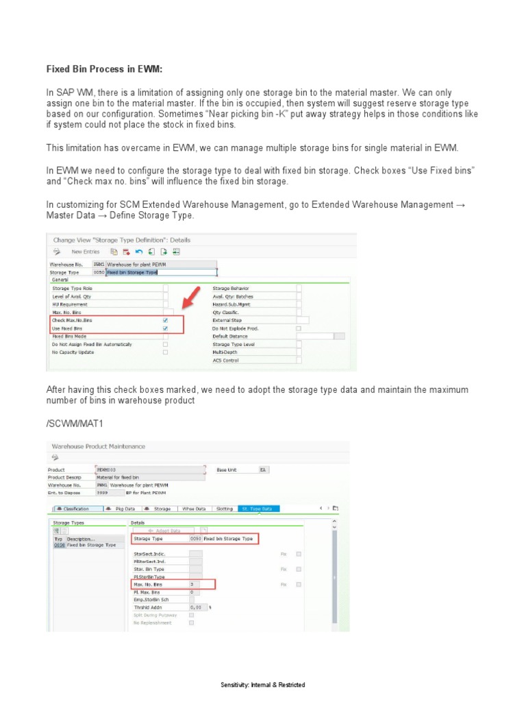 Fixed Bin Process in EWM:: Sensitivity: Internal & Restricted | PDF