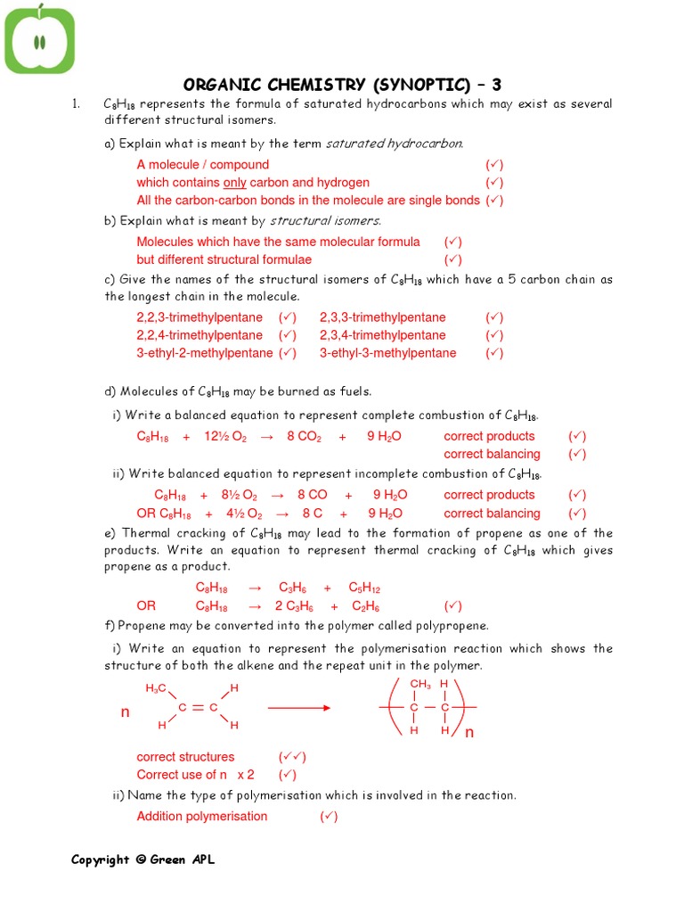Organic Chemistry (Synoptic) - 3: Saturated Hydrocarbon | PDF ...