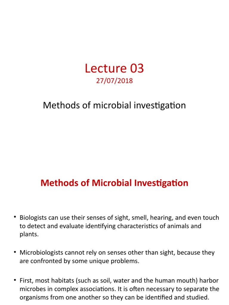 Methods of Microbial Investigation | PDF | Staining | Bacteria