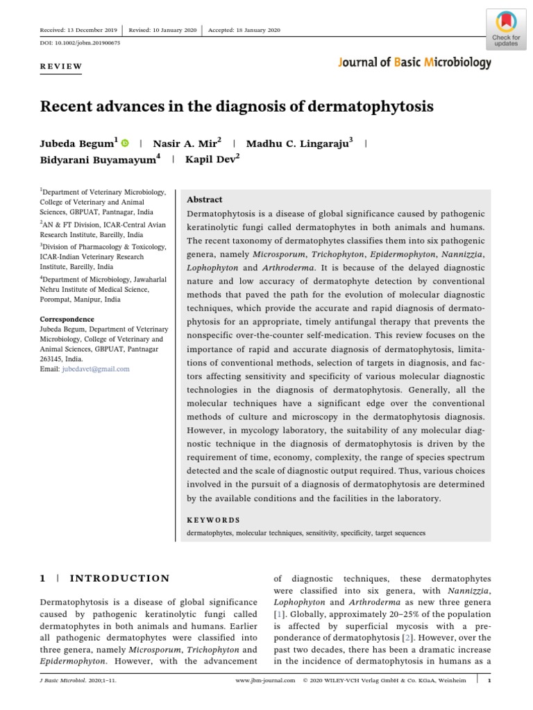 Recent Advances in The Diagnosis of Dermatophytosis | PDF | Polymerase ...