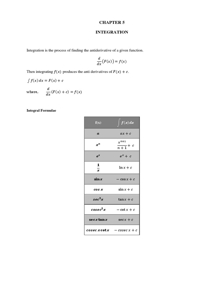 Chapter 5 Integration 2 PDF | PDF | Integral | Calculus