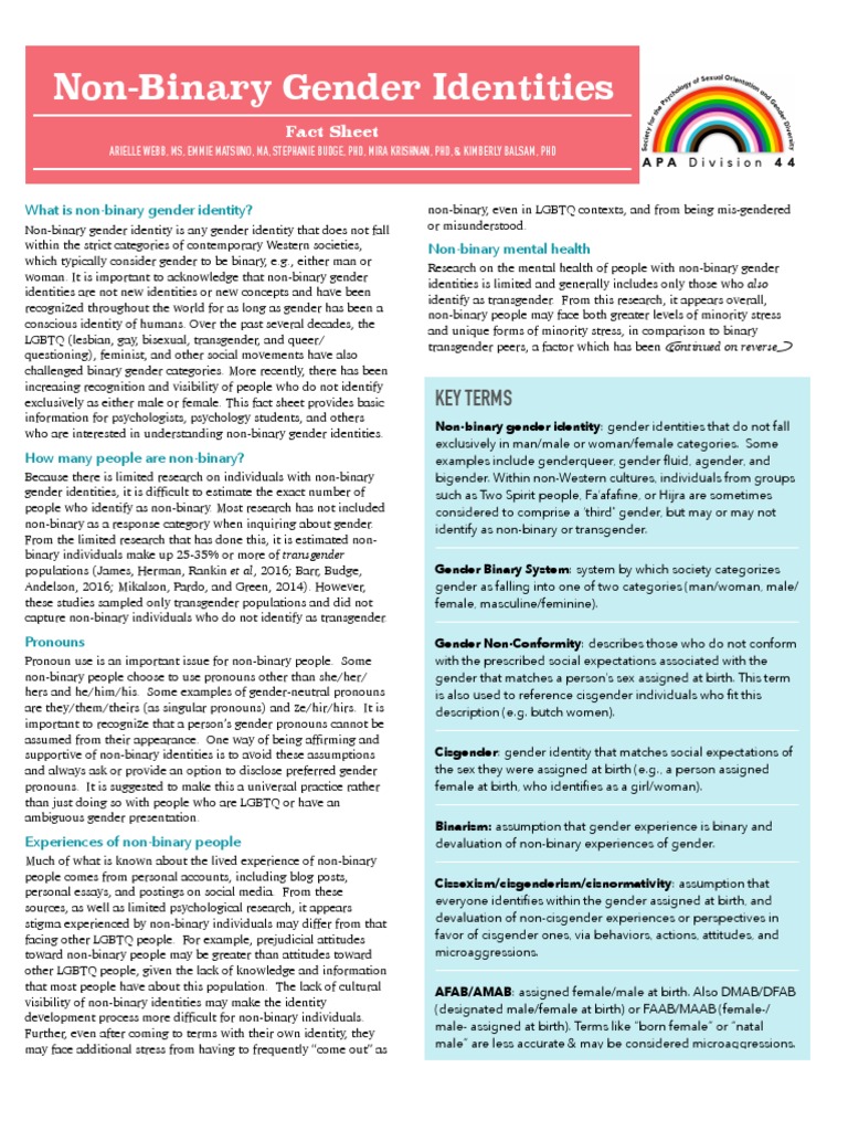 Non Binary Facts PDF | PDF | Transgender | LGBTQIA+ Studies