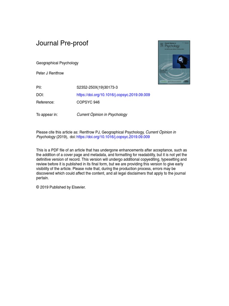 Journal Pre-Proof: Current Opinion in Psychology | PDF | Extraversion ...