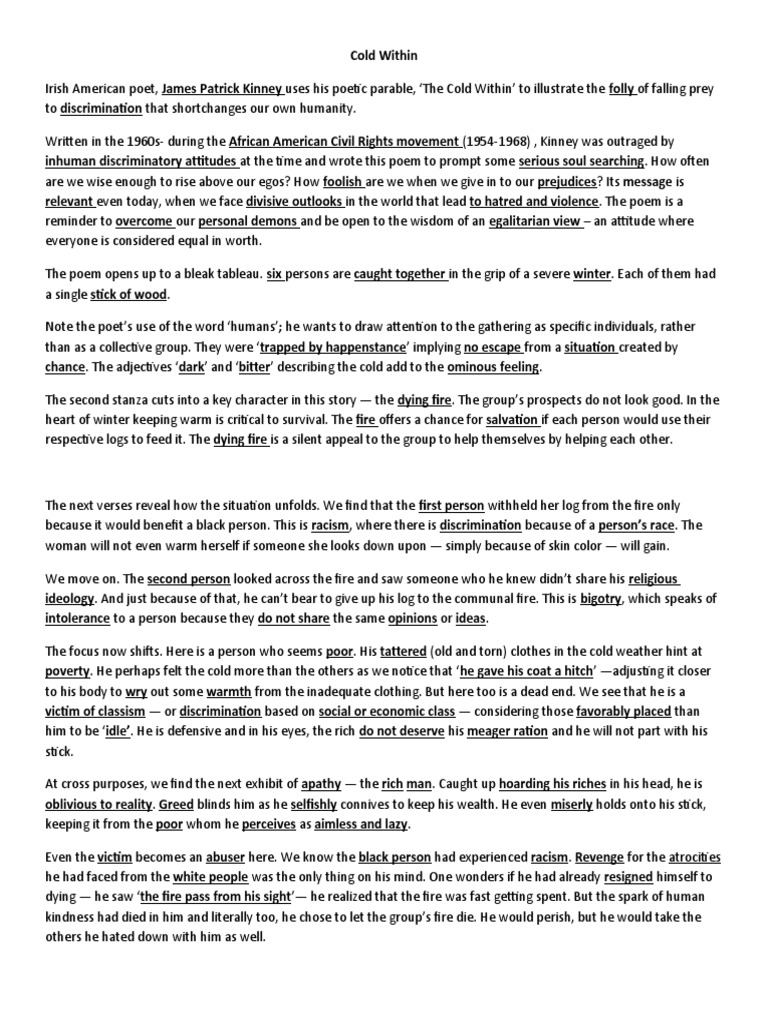 Cold Within | Download Free PDF | Discrimination | Poetry