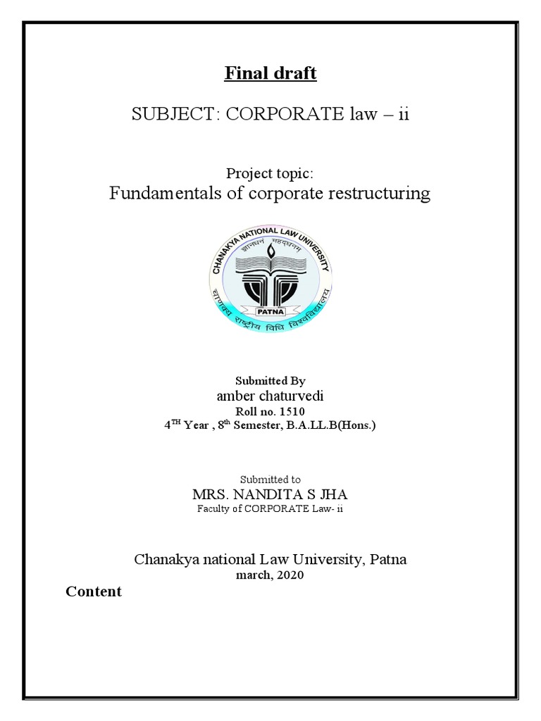 Corporate - Final Draft | PDF | Share Repurchase | Leveraged Buyout