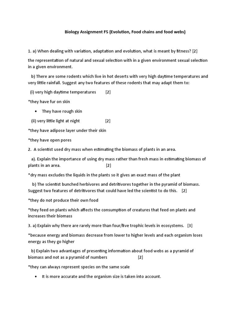 Biology Assignment F5-Pearl | PDF | Science & Mathematics