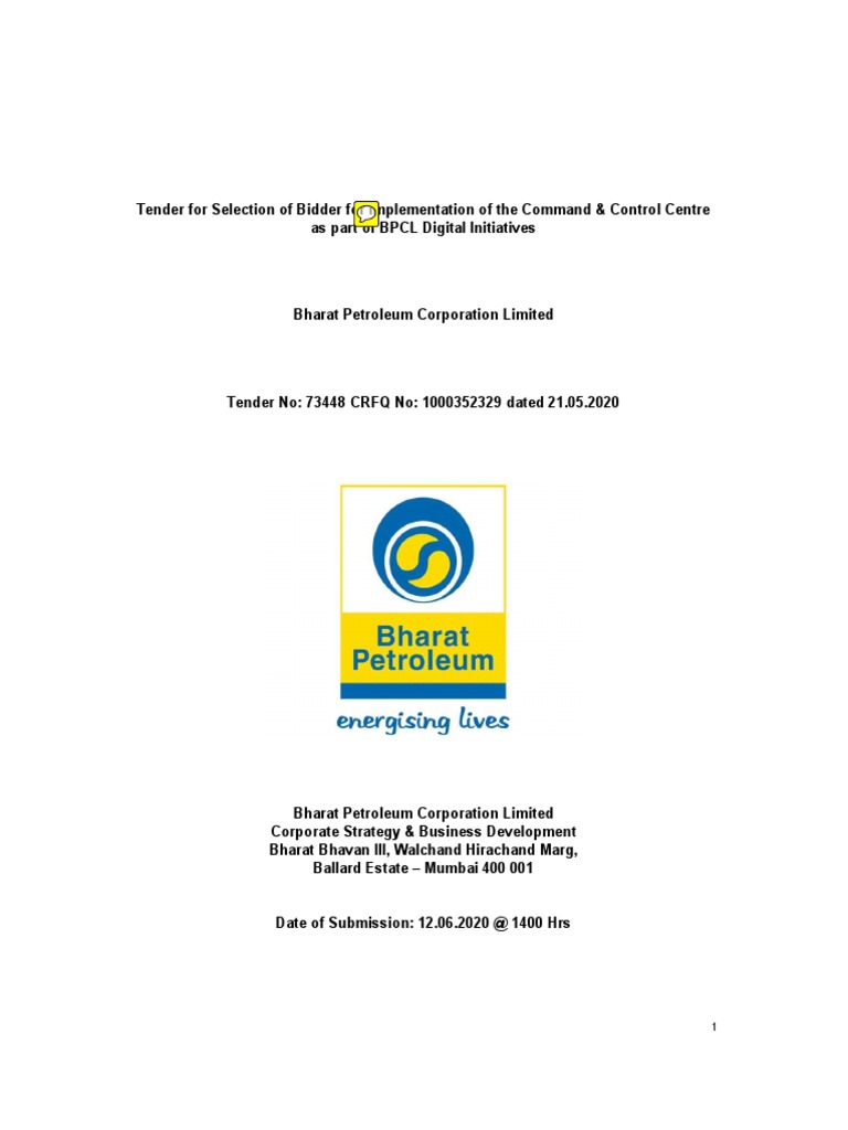 BPCL Digital Tender | PDF | Scada | Automation