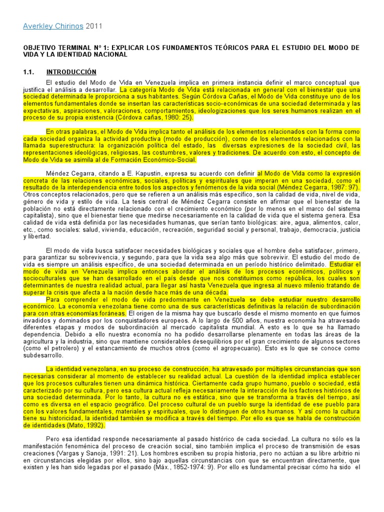 Modo de Vida (Conceptos Básicos) | PDF | Venezuela | Capitalismo