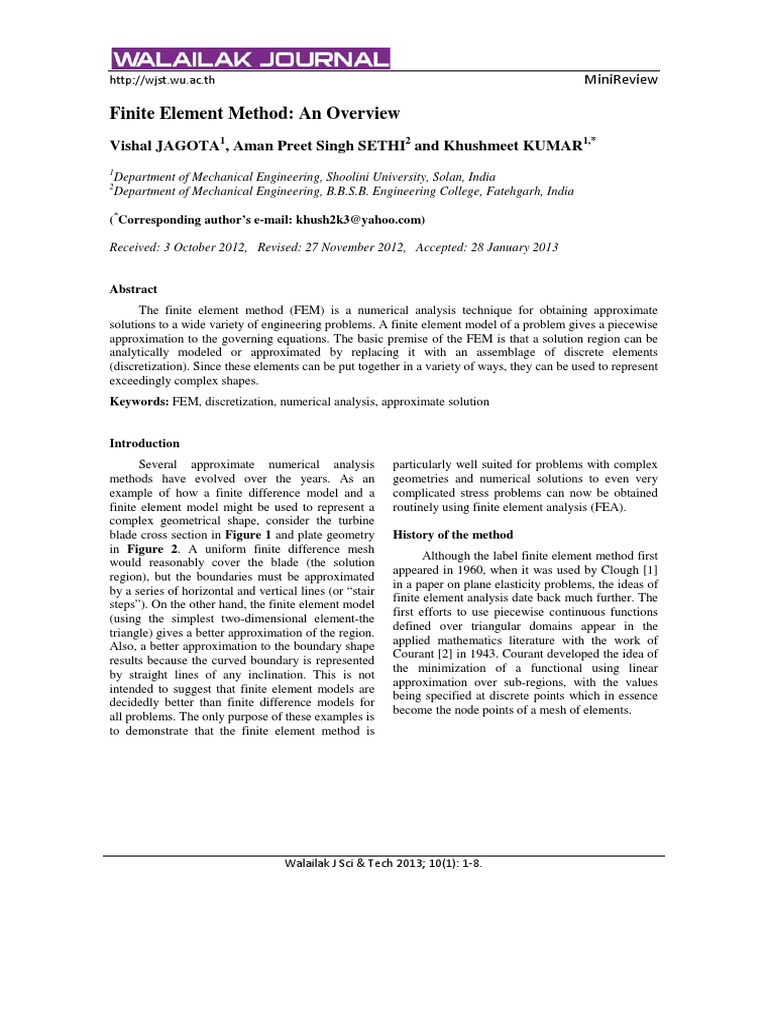 Finite Element Method An Overview PDF | Download Free PDF | Finite Element Method | Structural ...