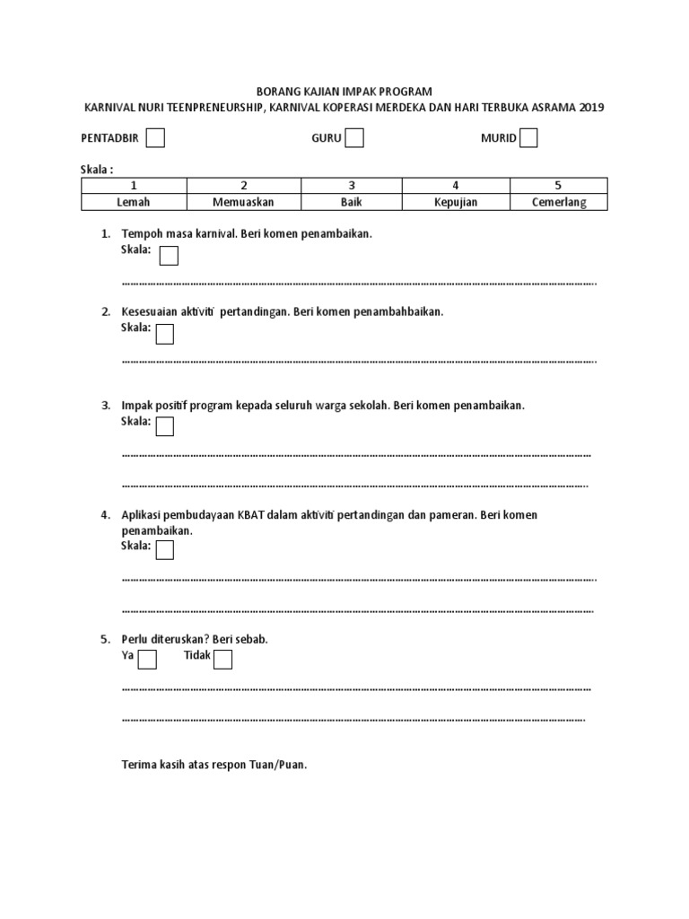 Borang Kajian Impak Program | PDF